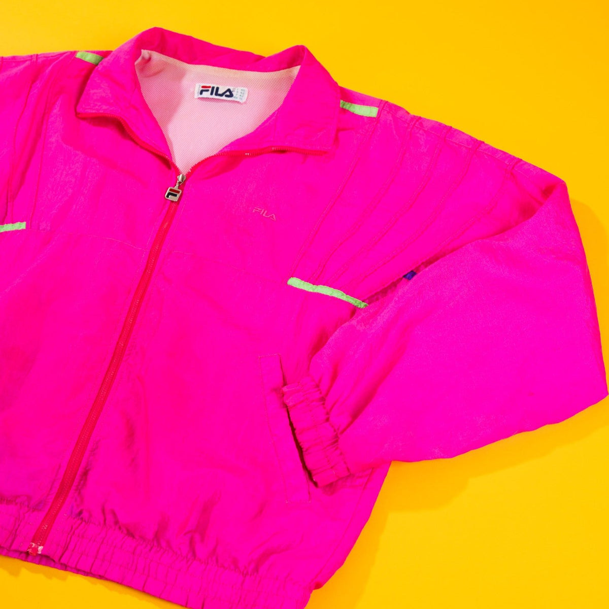 Vintage 90s Fila Neon Pink Windbreaker – Retro Candy World